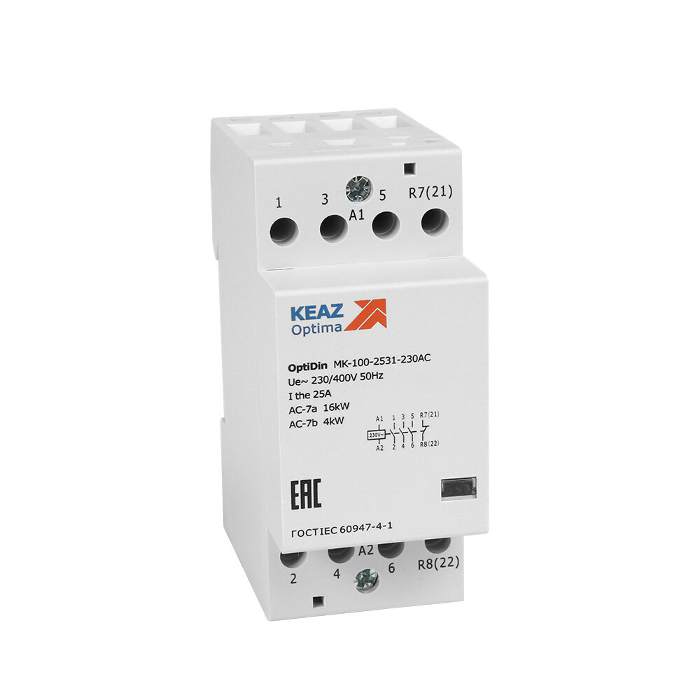 Контактор 24В ac 4но 25а optidin mk-100-2540-24ac