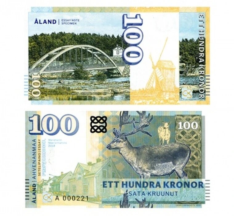 100 крон 2018 Финляндия, сувенирная бона, сувенирная копия, банкноты и купюры редкие коллекционные