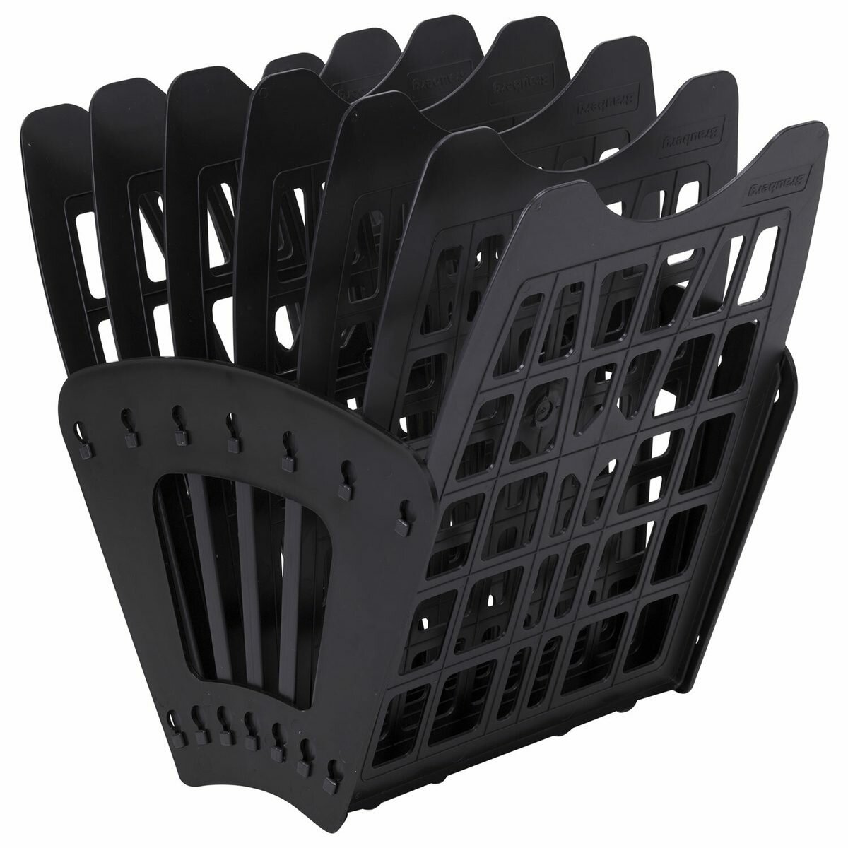 Лоток для бумаг веерный Brauberg Smart, 7 секций, 6 отделений, сетчатый, черный (231143), 4шт.