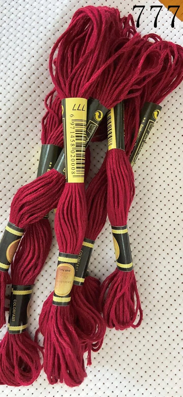 Нити для вышивки крестом DMC 744-749, 10 шт Бордовый, 777