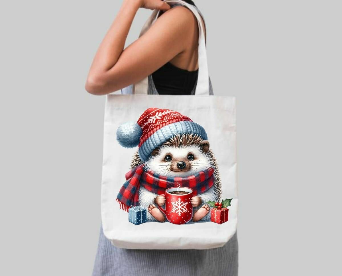 Термотрансфер "Новогодний ёж" 20х20, наклейка на одежду