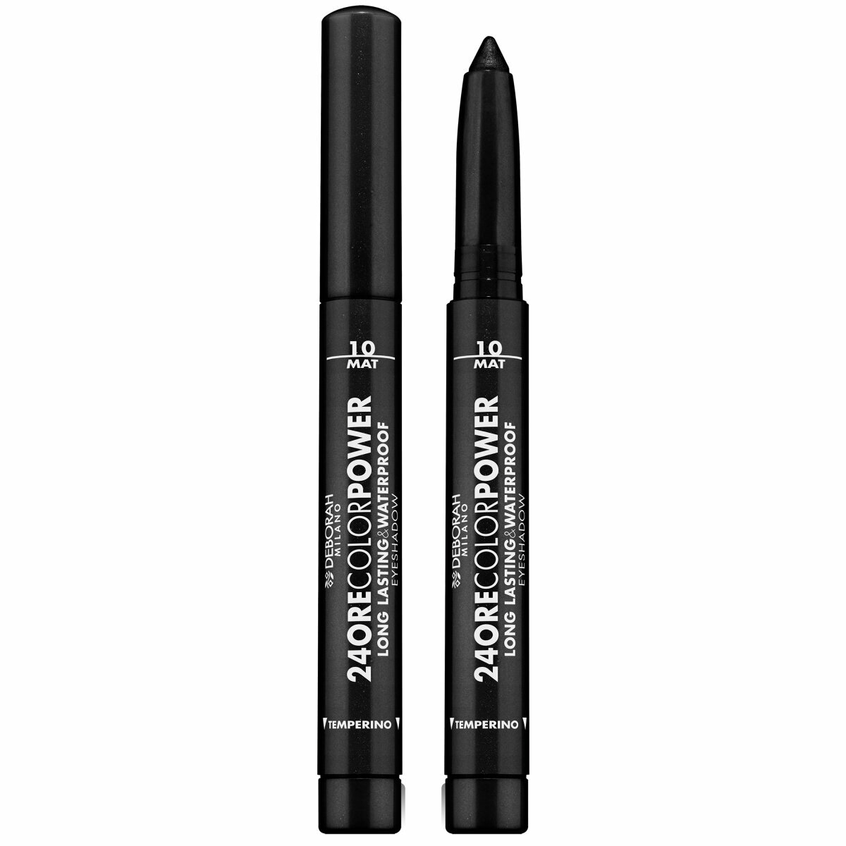 Тени карандаш стойкие, Deborah Milano, 24Ore Color Power Eyeshadow, тон 10 матовый черный, 1.4 г