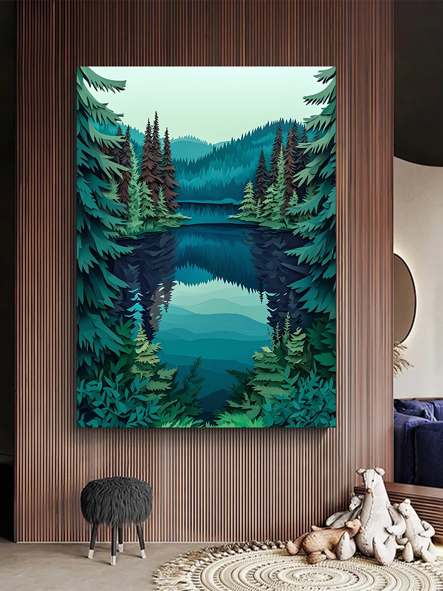 Пейзаж / природа, картина 3д / объемная, постер на холсте, 20х30 см, киригами