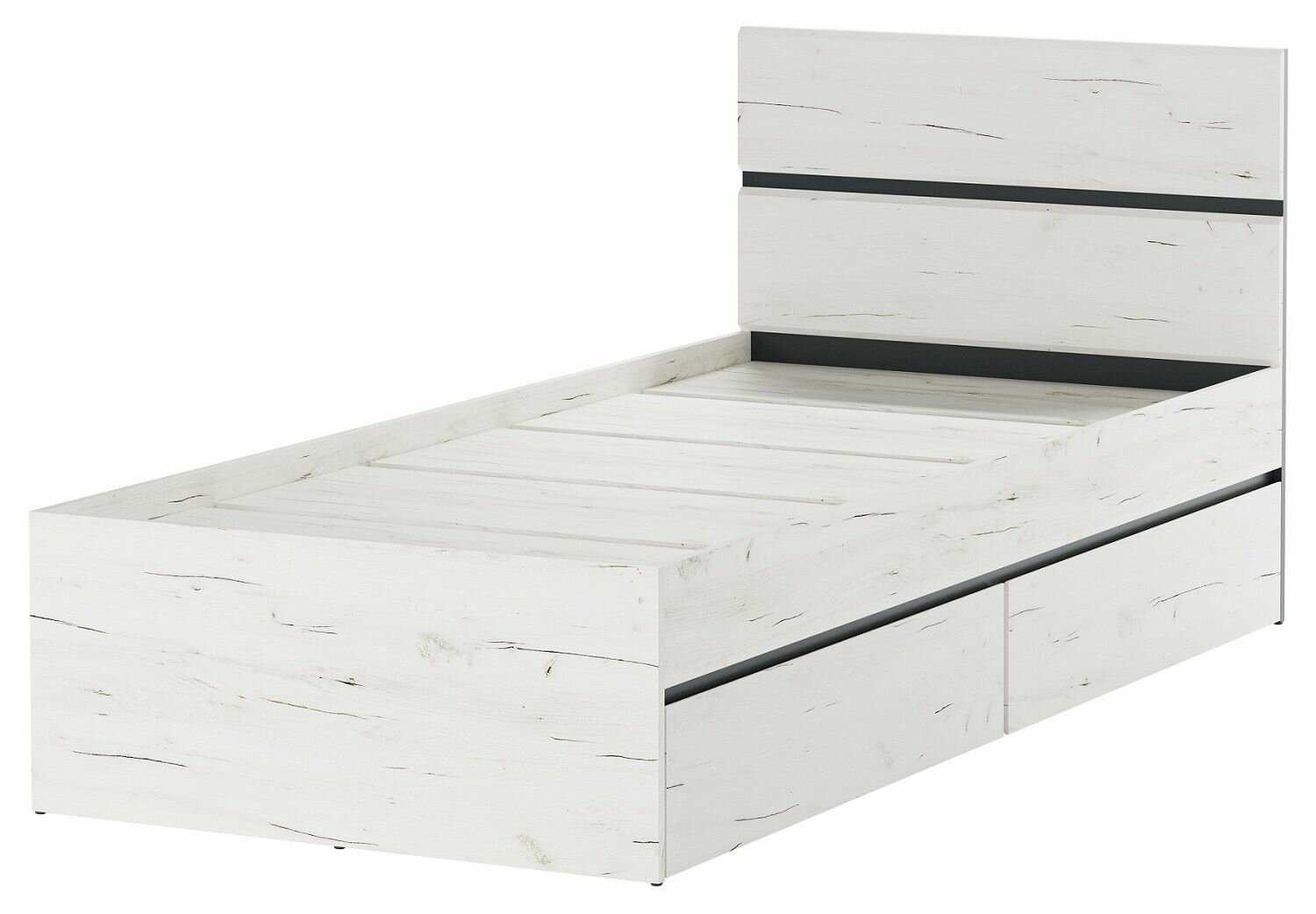 Гретта Кровать 900 Крафт белый-Антрацит + гретта Набор из 2-х ящиков к кровати Крафт белый (Памир)