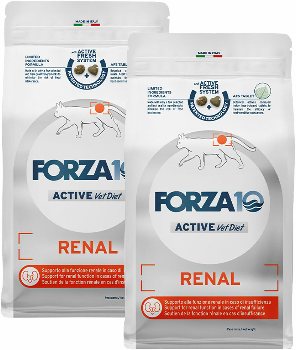 FORZA10 CAT RENAL ACTIVE для взрослых кошек при хронической почечной недостаточности (1,5 + 1,5 кг)
