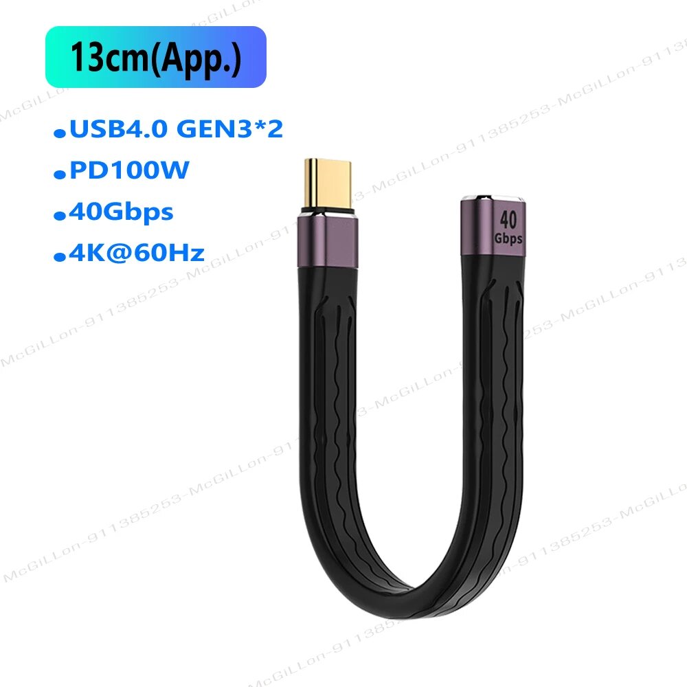 Кабель USB C — Type C FPC, 240 Вт, 5 А, USB 4,0 40 Гбит/с Gen 3 Thunderbolt 4, MaleC to FemaleC 40