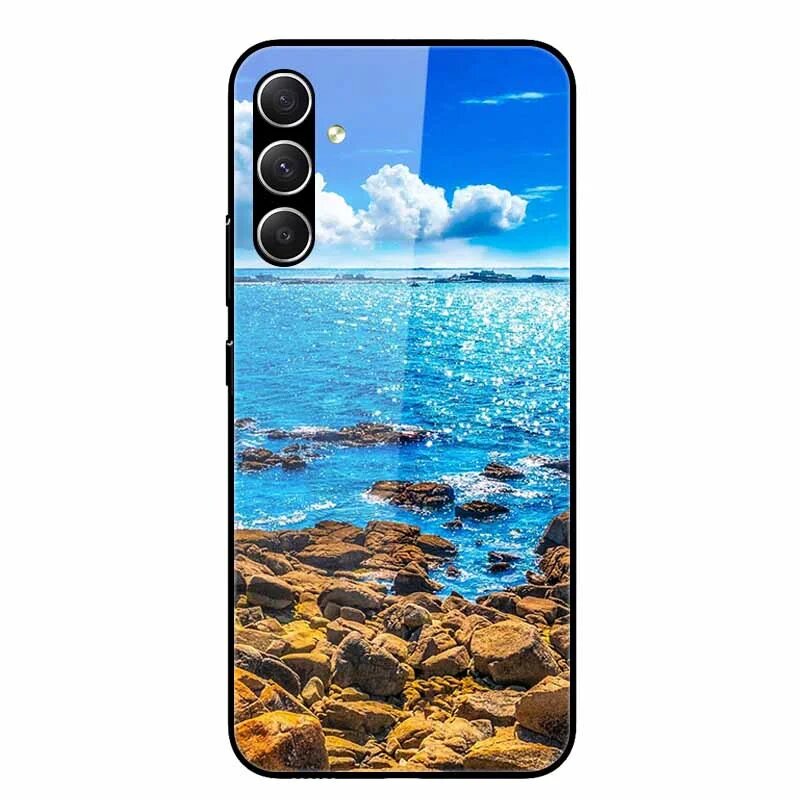 Для Galaxy A55 5G чехол силиконовый бампер из закаленного стекла задняя крышка для телефона 1