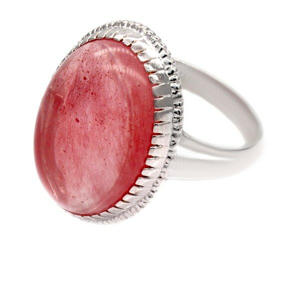 Кольцо, серебро, 925 проба, родирование, халцедон