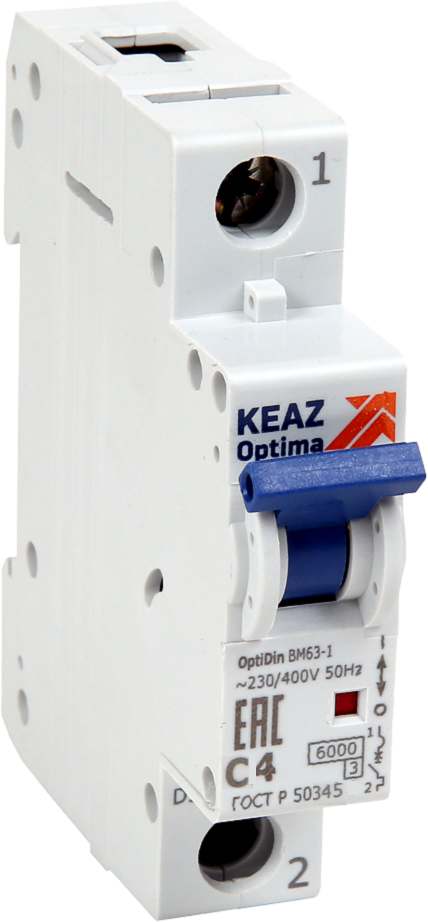 Выключатель автоматический 13А 1П однополюсный характеристика B 6kA BM63 OptiDin 260488 КЭАЗ