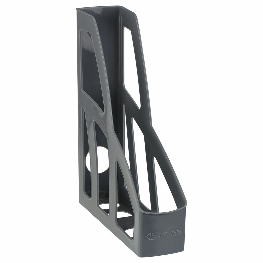 Лоток для бумаг СТАММ вертикальный "Лидер", серый, ширина 75 мм (ЛТВ-31797)