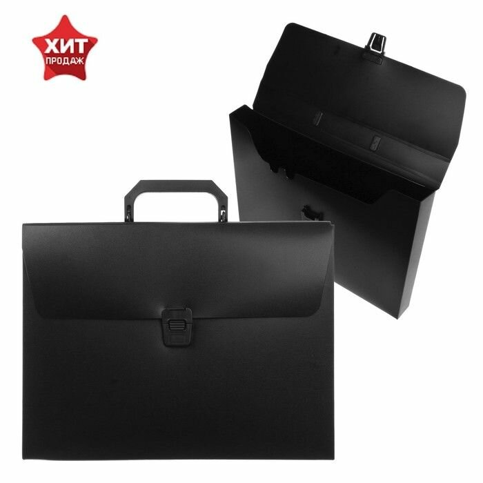 Папка-портфель Calligrata А4, 1 отделение, 700 мкм, фактура песок, черная (ПМ-А4-26/21)