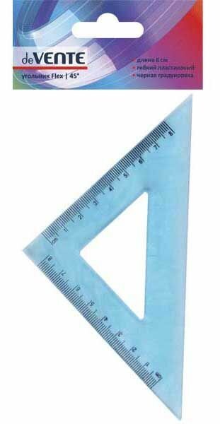 Треугольник deVENTE 45 градусов, 8 см, "Flex", гибкий, прозрачный, синий, блистер (5097308)
