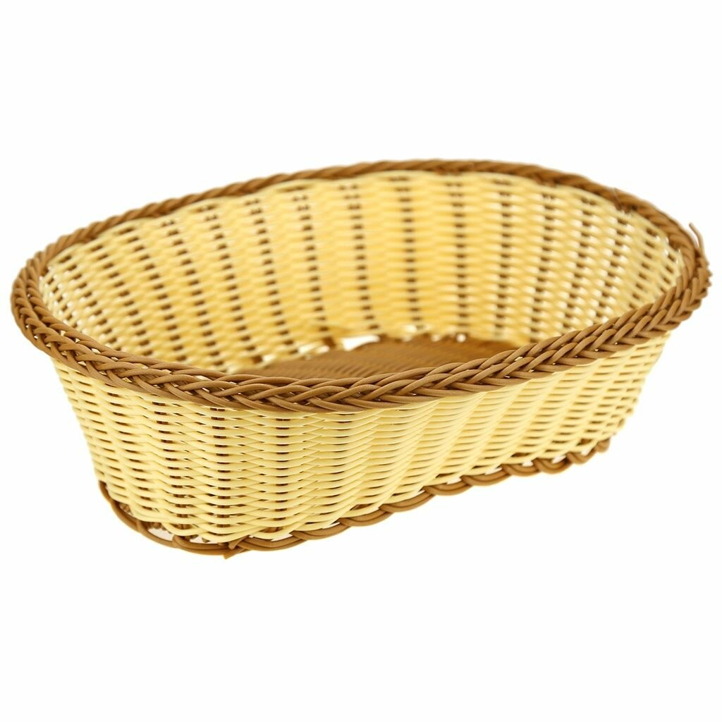 Корзина-сухарница КНР плетеная "Кофе с молоком", 28х23 см, высота 9 см, полипропилен, форма овальная