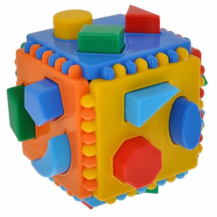Логический куб-сортер Stellar Пластик, 18 геометрических фигур, 14х14х14 см
