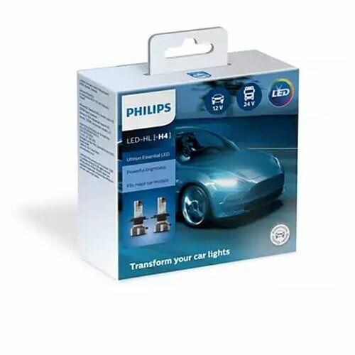 Лампа светодиодная H4 12/24V-LED (P43t) 6500K 22/22W Ultinon Essential LED, встр Philips 11342UE2X2