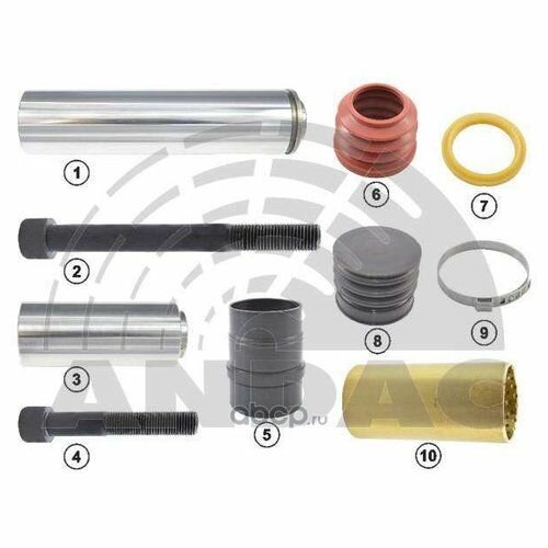 РМК суппорта KNORR SB5/6/7. Направляющие, болты , 10 деталей. Аналог о. н. II339680062 ANDTECH 081010172