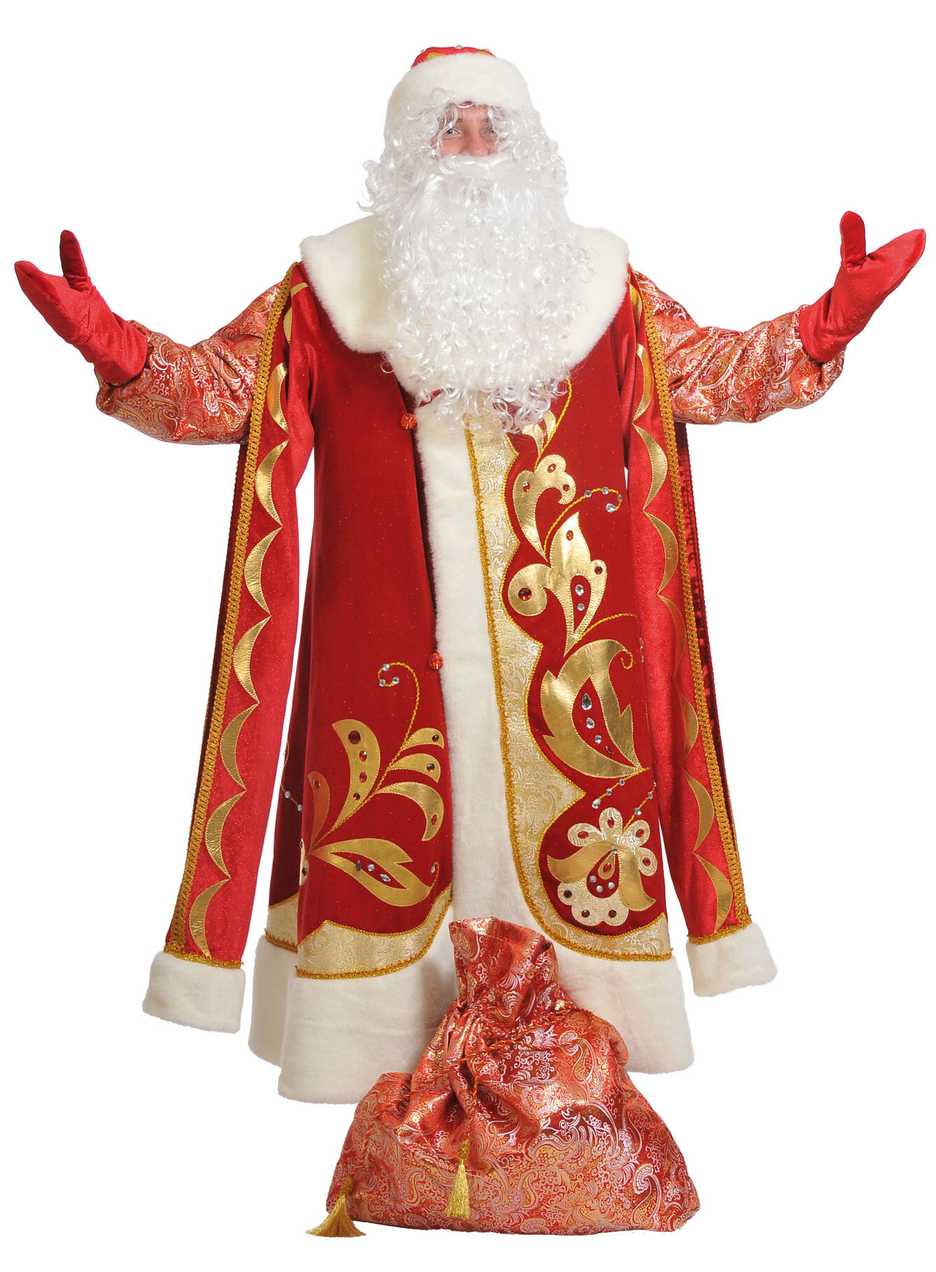 Костюм новогодний Дед Мороз Хохлома (56-58)