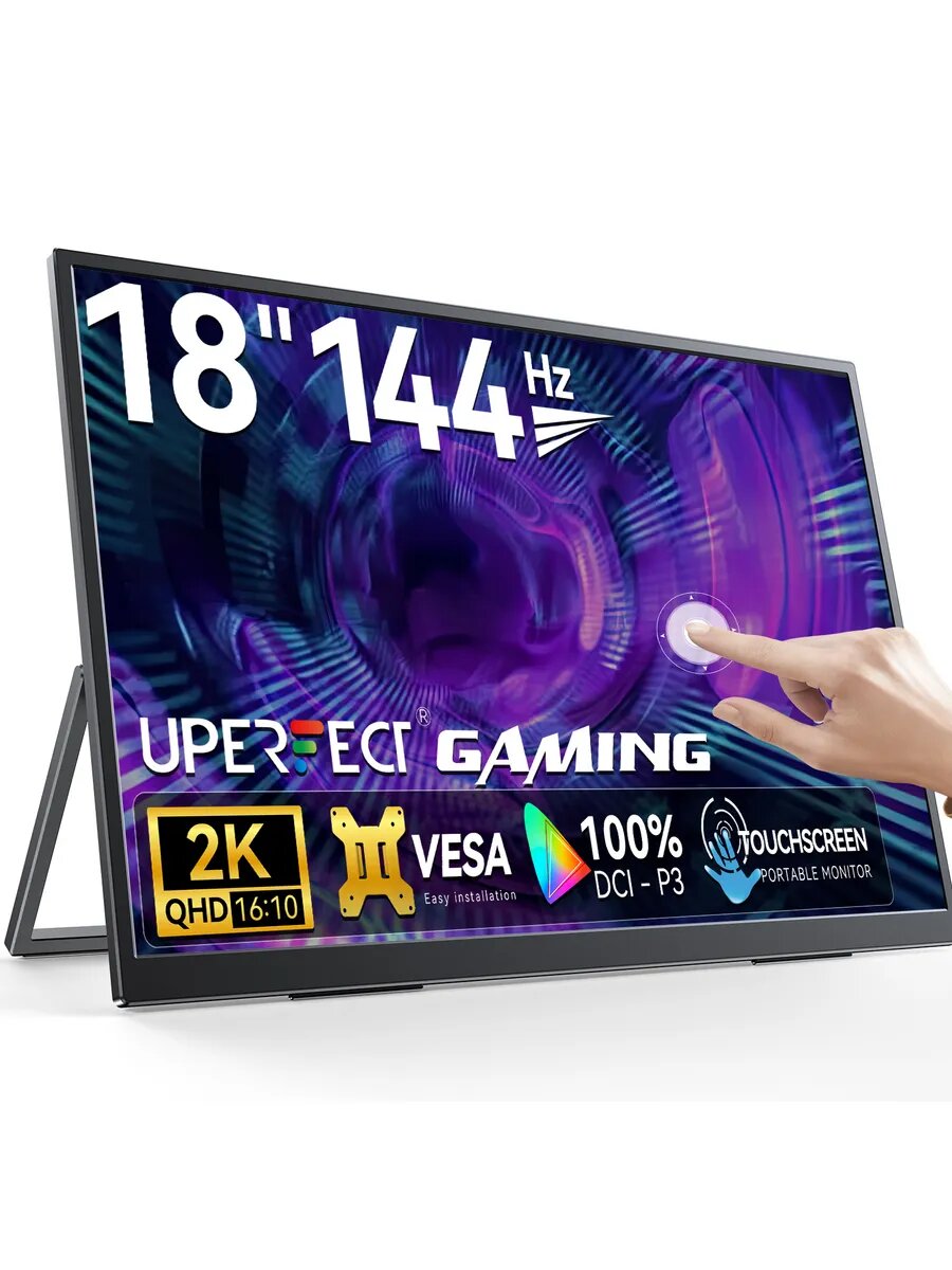 2K 144 Гц 400нит портативный монитор с сенсорным экраном 18"