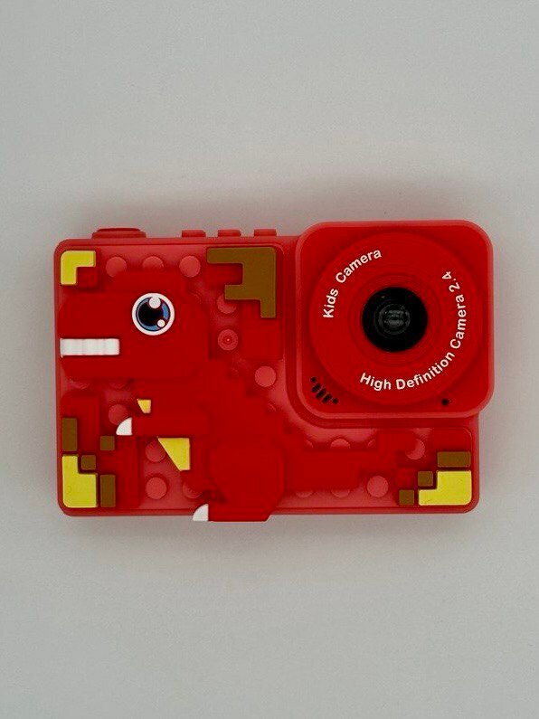 Детский цифровой фотоаппарат с селфи камерой и головоломкой для девочки, мальчика, игрушечная фотокамера для детей ударопрочная 1080p Full-HD, Динозавр для ребенка