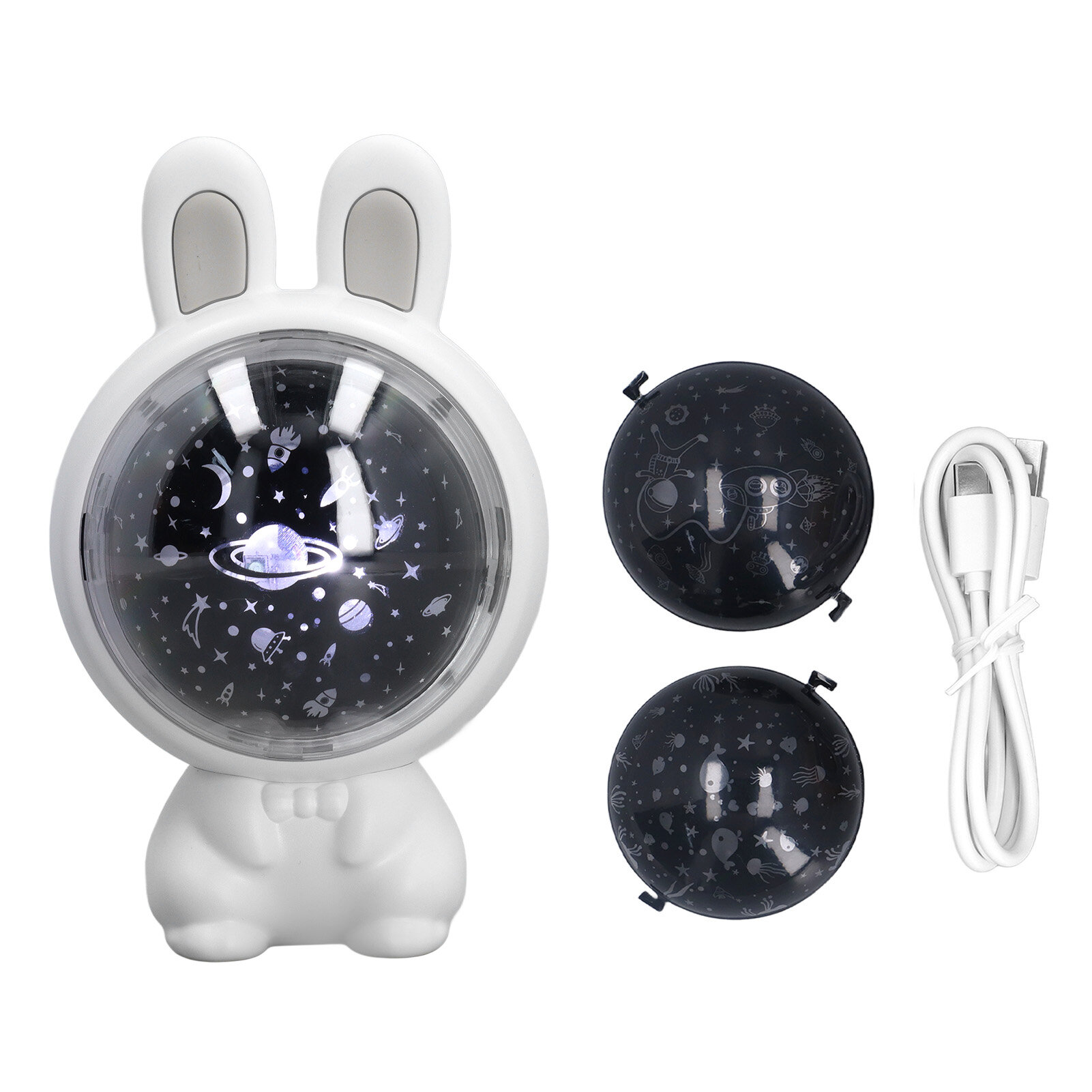 Звездный проектор в форме кролика, мягкий свет, проектор, ночник для дома, спальни, гостиной, 5 В, белый
