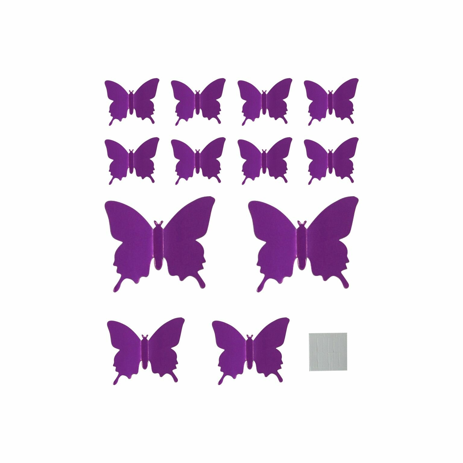 Наклейки настенные Волна веселья Зеркальные бабочки, цвет сиреневый, 6,5-11 см, 12 шт