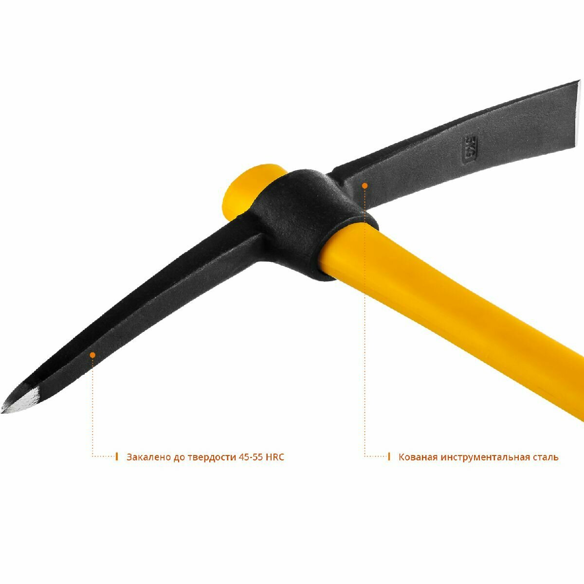 Кирка STAYER 1500 г с фиберглассовой рукояткой и индукционной закалкой стали 45