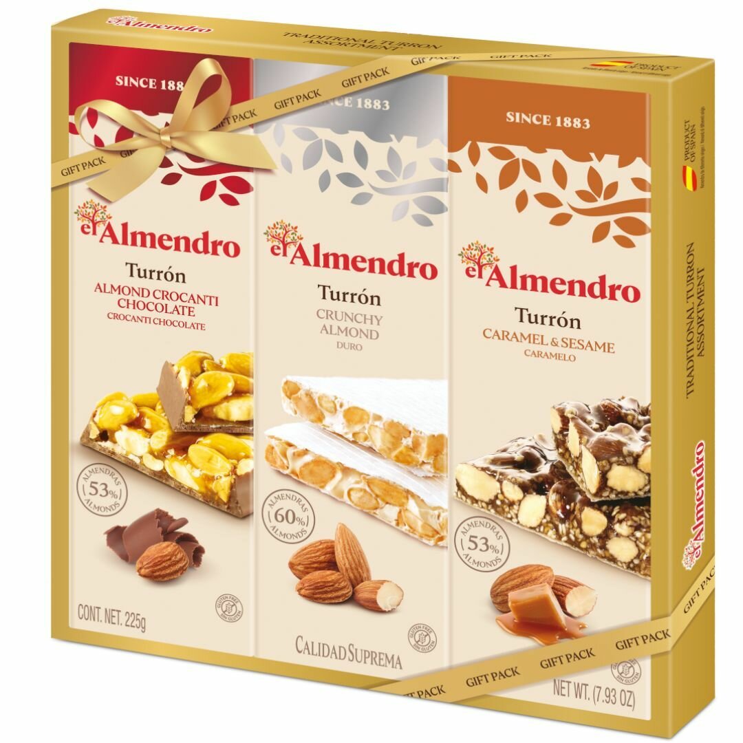 Набор-ассорти El Almendro из 3 видов хрустящего туррона, 225г. Испания