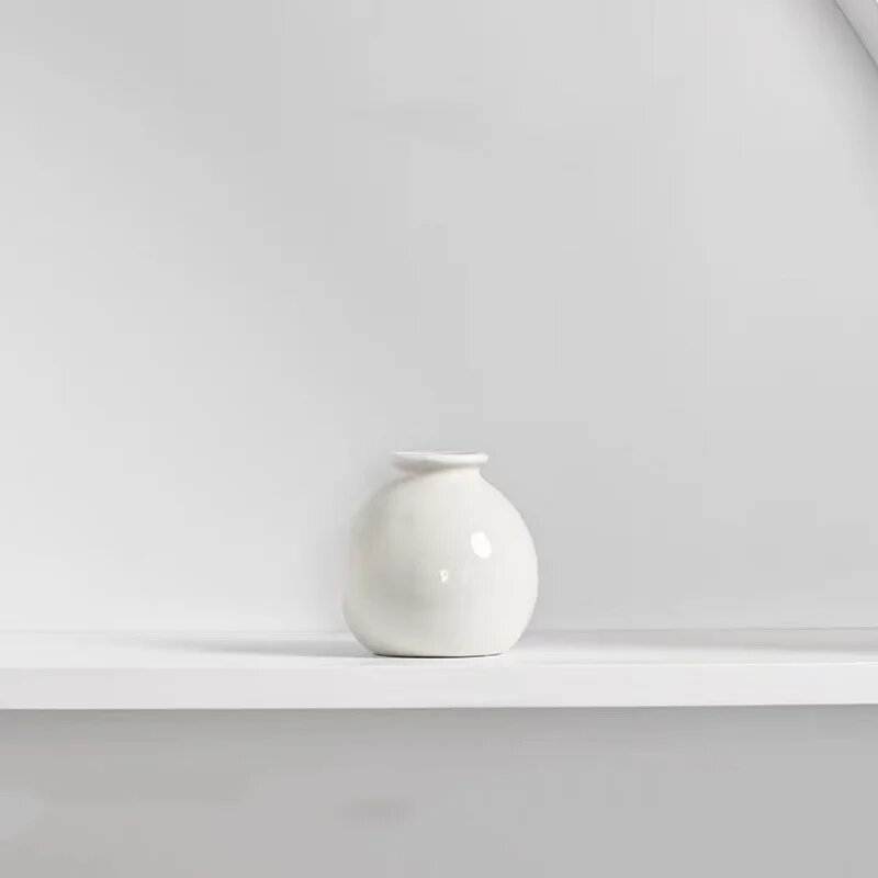 Мини-ваза для цветов, керамическая маленькая ваза, бутылка для цветов, Cachepot, журнальный столик, скульптура, обеденный стол, стол, офисная полка, декор Белый, белый