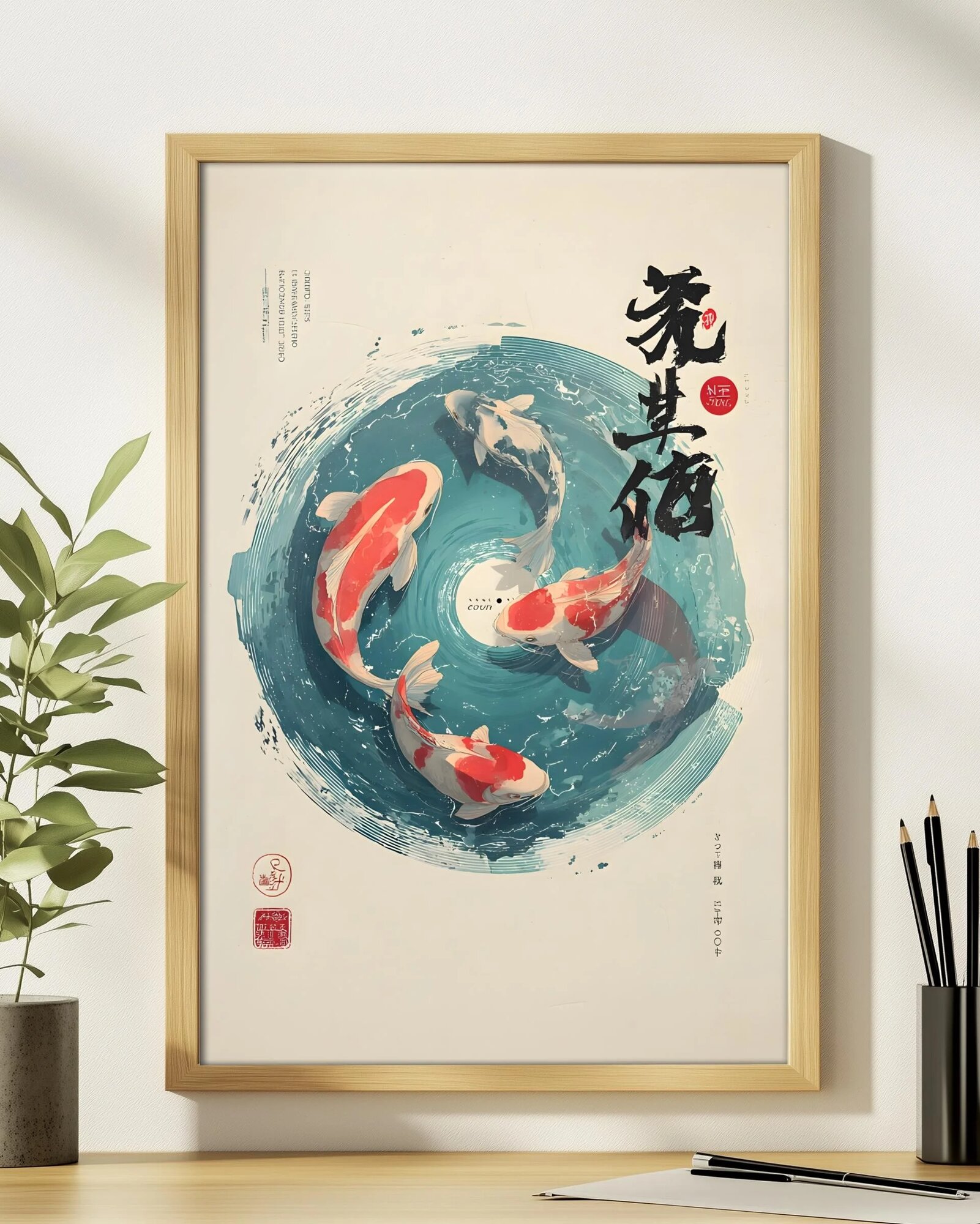 Постер японский кои на холсте 40x60см, VA1064-M