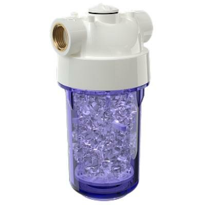 Фильтр для бойлеров и водонагревателей Гейзер 1ПФД магистральный для полифосфатной загрузки 1/2", с защитой от накипи