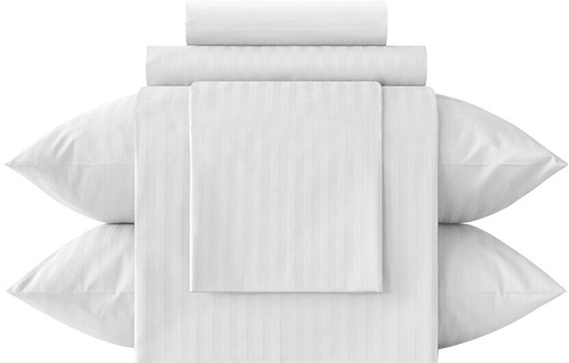 Комплект постельного белья 1,5-спальный страйп-сатин Verossa Stripe белый с простыней 180х215 см