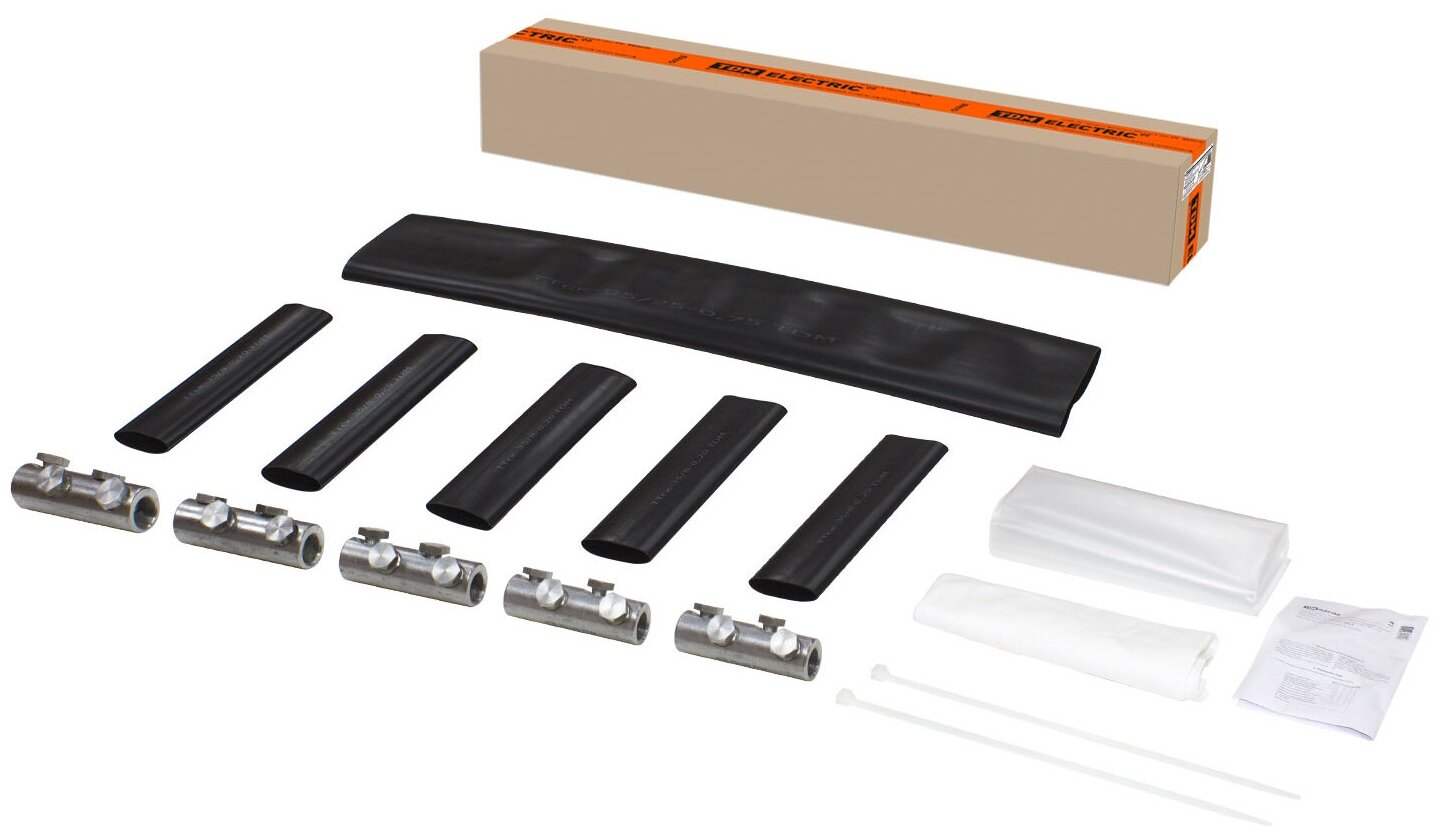 Муфта кабельная термоусаживаемая соединительная 70-120 кв. мм, 1кВ, ПВХ/СПЭ без брони, с соединителями 5ПСт1-70/120-Б TDM SQ0557-3011 (1 шт.)