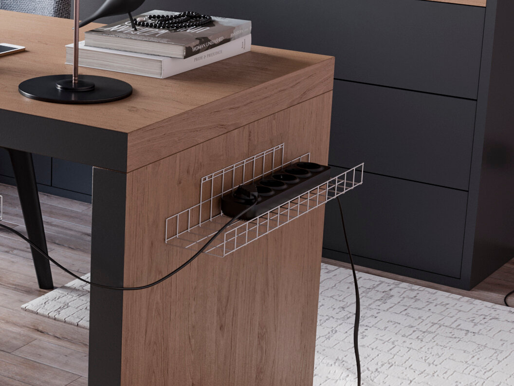 Корзина для фиксации источников питания 490х110х80 мм, крепление к боковой стенке, Металлик серебристый