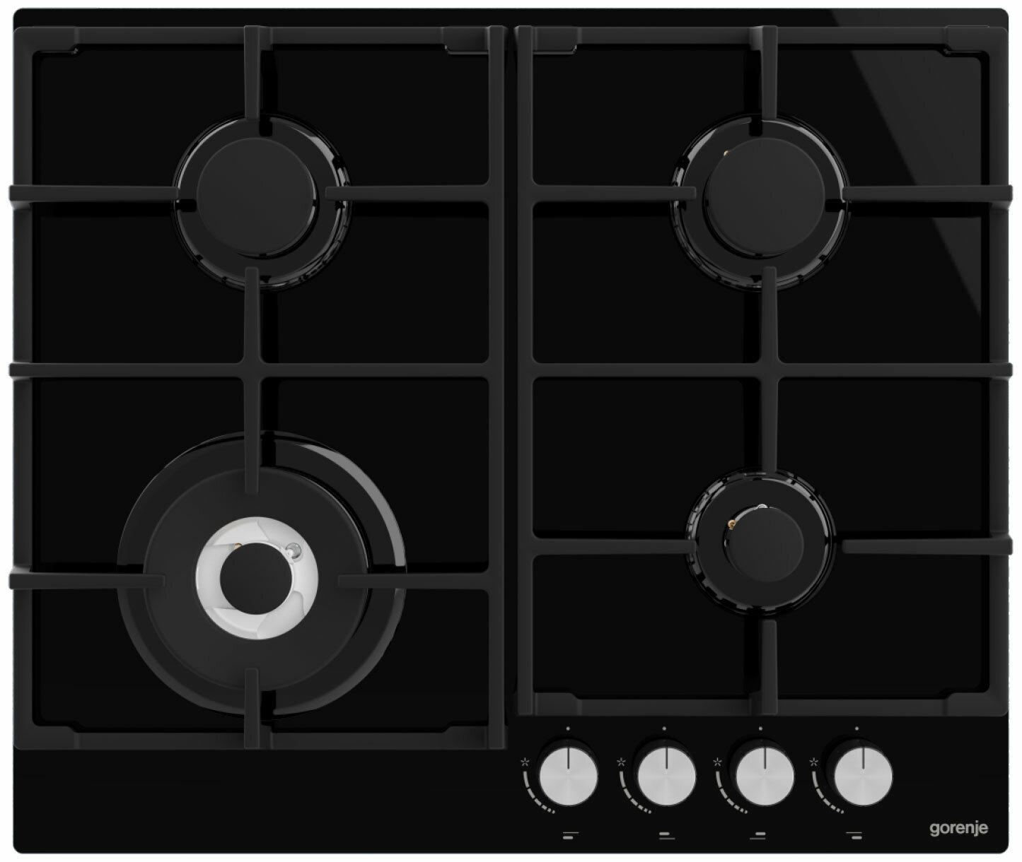 Газовая варочная панель Gorenje GTW641AKB 60 см, 4 конфорки электроподжиг, черный