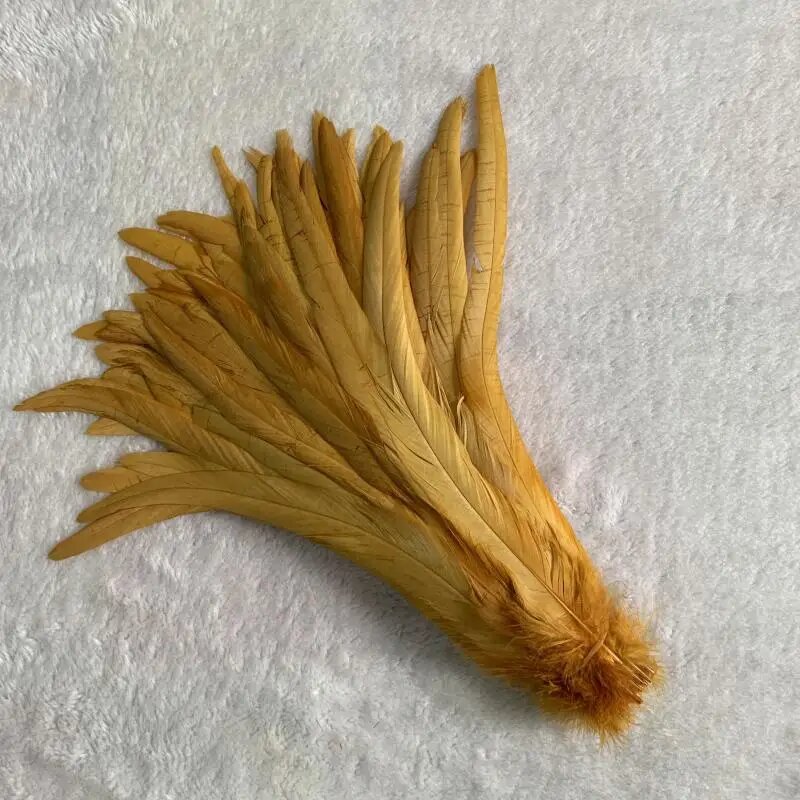 Натуральные перья петушиного хвоста черновато-зеленые 25-45 см 100 шт. 30-35cm, Dark Golden