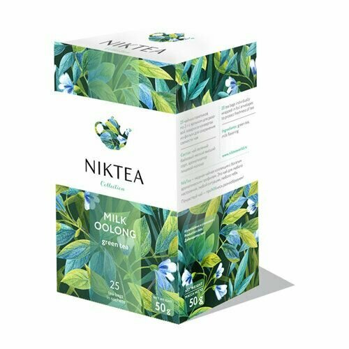 8шт, Чай улун молочный Niktea Milk oolong в пакетиках, 25 пак.