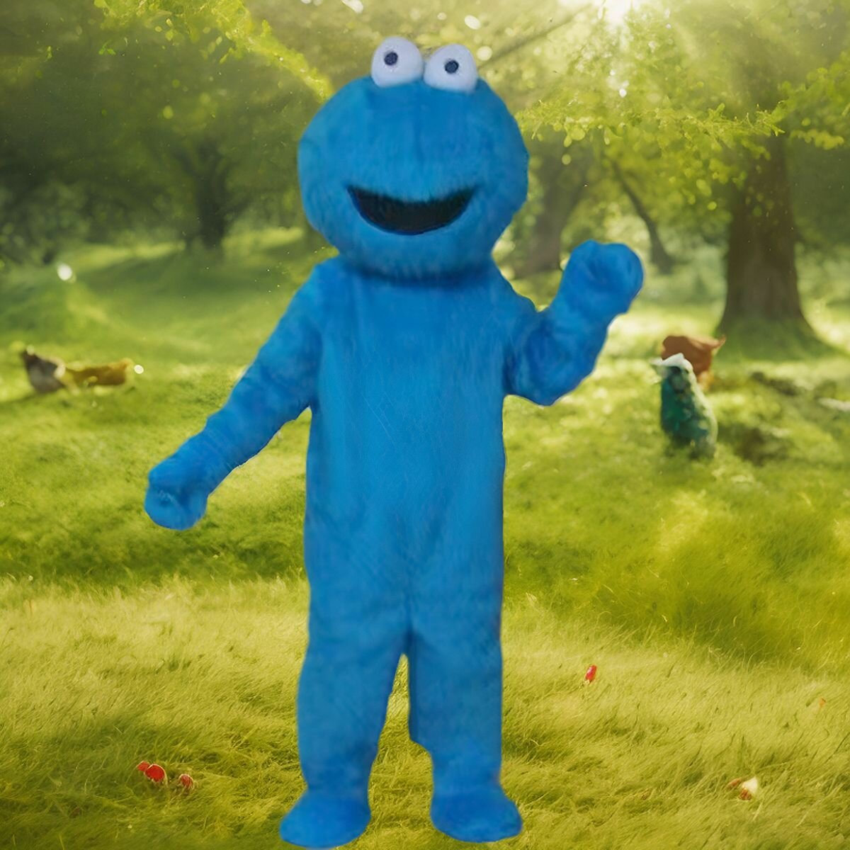 Костюм куклы-лягушки "Синий волосатый монстр", надувной, размер 165-175