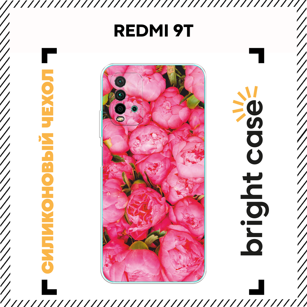 Силиконовый чехол на Xiaomi Redmi 9T / Редми 9Т с принтом Пионы