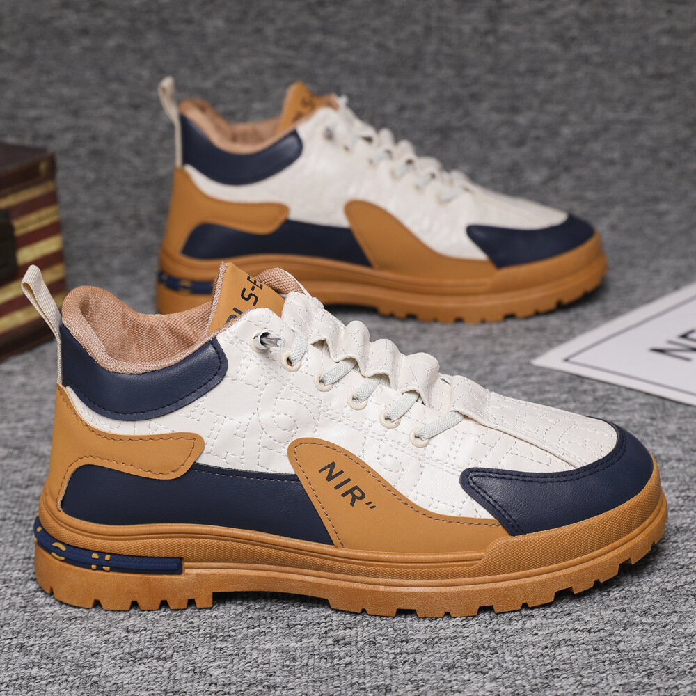 Мужская спортивная обувь с мягкой подошвой, новинка 2025 года, модная повседневная обувь в корейском стиле, кожаные ботинки Martin на шнуровке, дышащая студенческая обувь