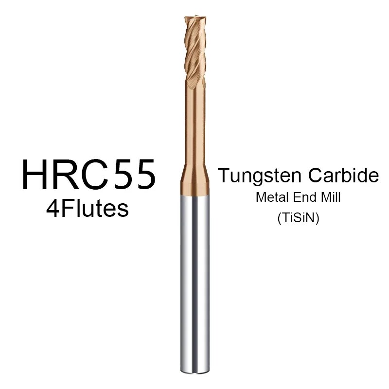 Концевые фрезы твердосплавные HRC60/HRC70 3/4 флейты 4 мм HRC55 4Flutes, D2.5-L10.0-H04