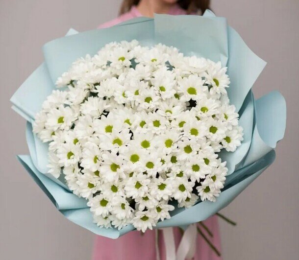 Букет Well Flowers "1143651", круглый, хризантемы, 19шт, высота 60см