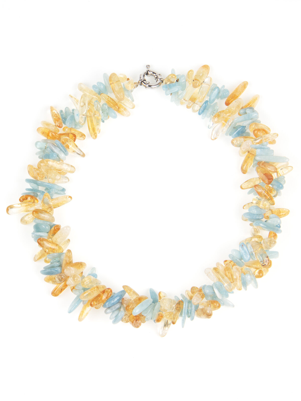 Бусы, цитрин, аквамарин