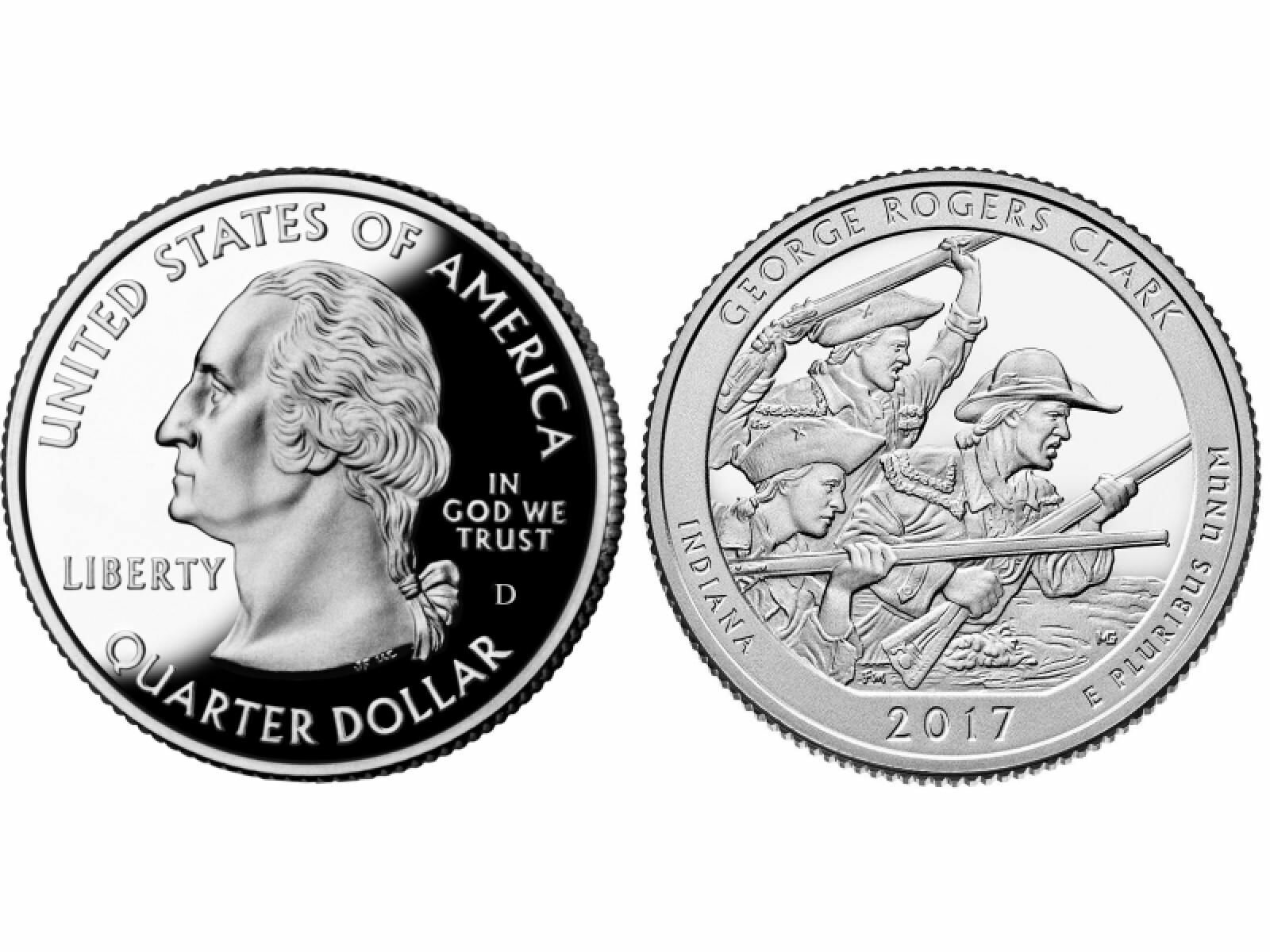 Монета квотер США 2017 г, (40-й) Национальный исторический парк имени Дж. Р. Кларка (D)