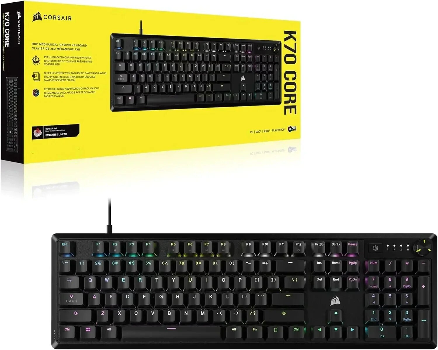 CORSAIR K70 CORE RGB механическая игровая клавиатура красная