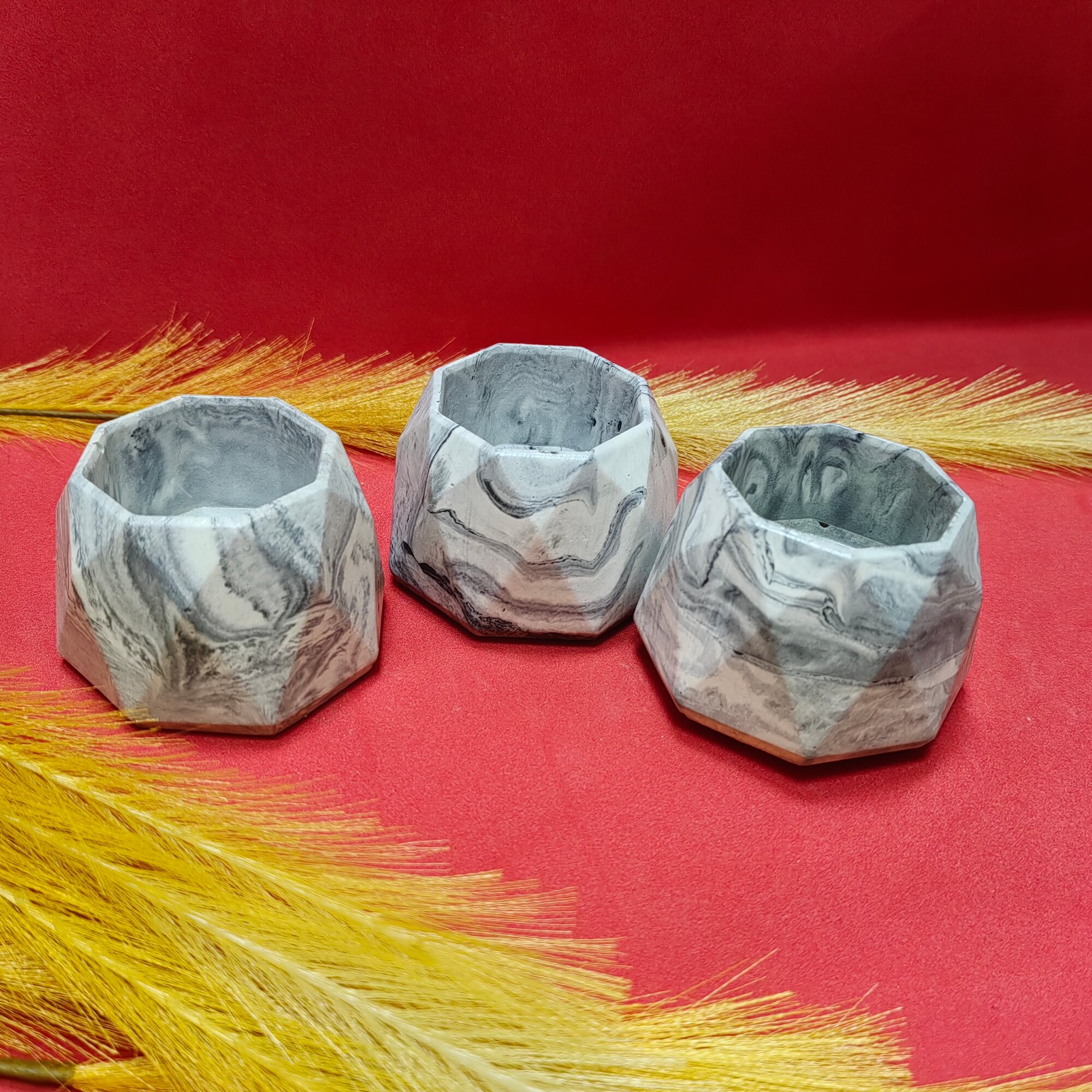 Набор гипсовых подсвечников для изготовления контейнерных свечей / гипсовое кашпо 3 шт