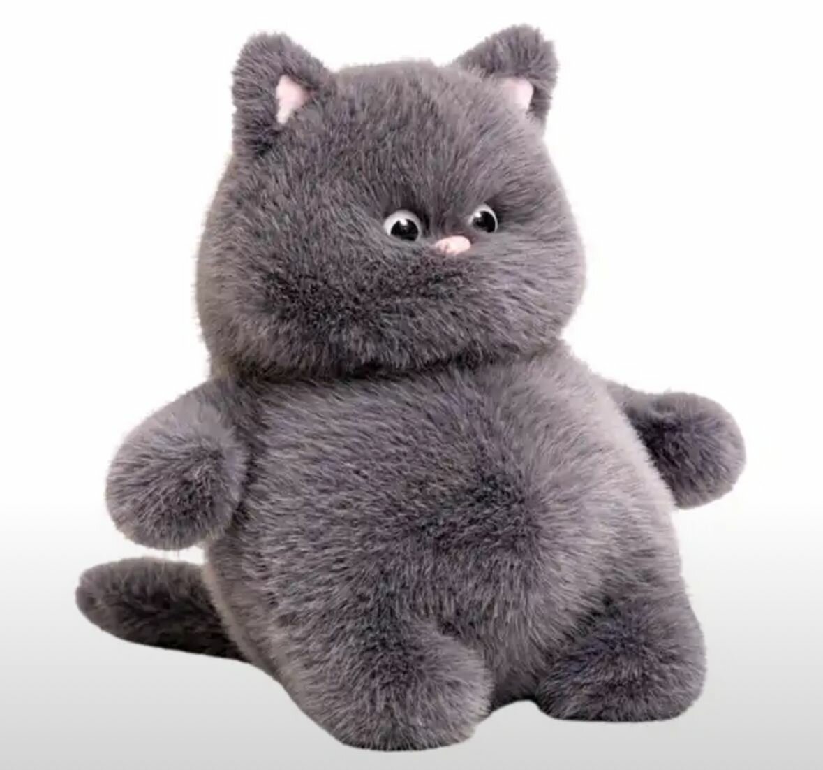 Мягкая игрушка Котик, 35 см, серый.