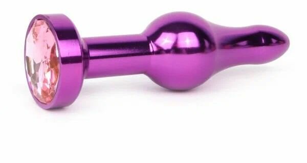 Anal Jewelry Plug Анальная втулка с кристаллом, D: 2.8 см, длина: 10.3 см, фиолетовый/розовый