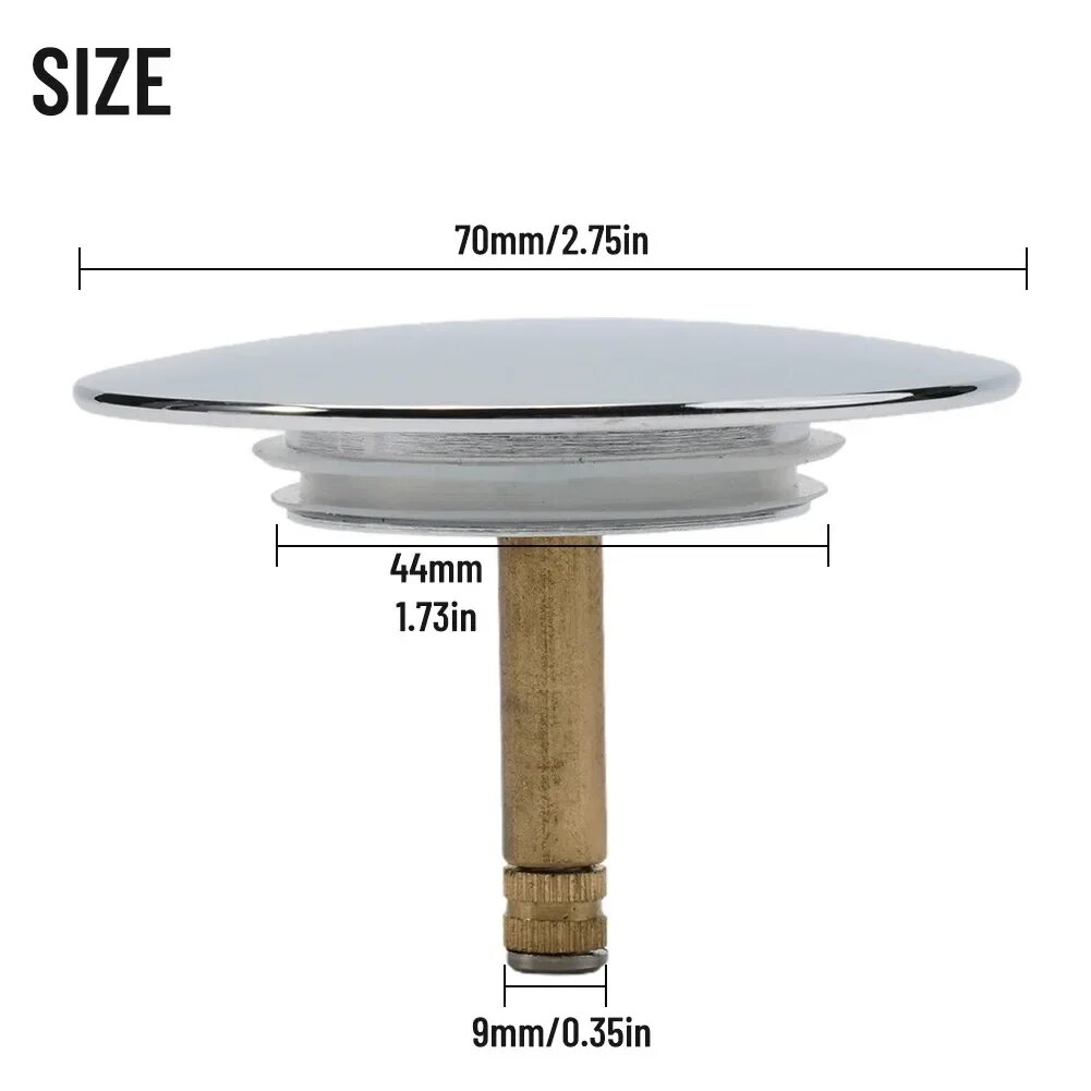 Сливная пробка для ванны 70 мм, нержавеющая сталь