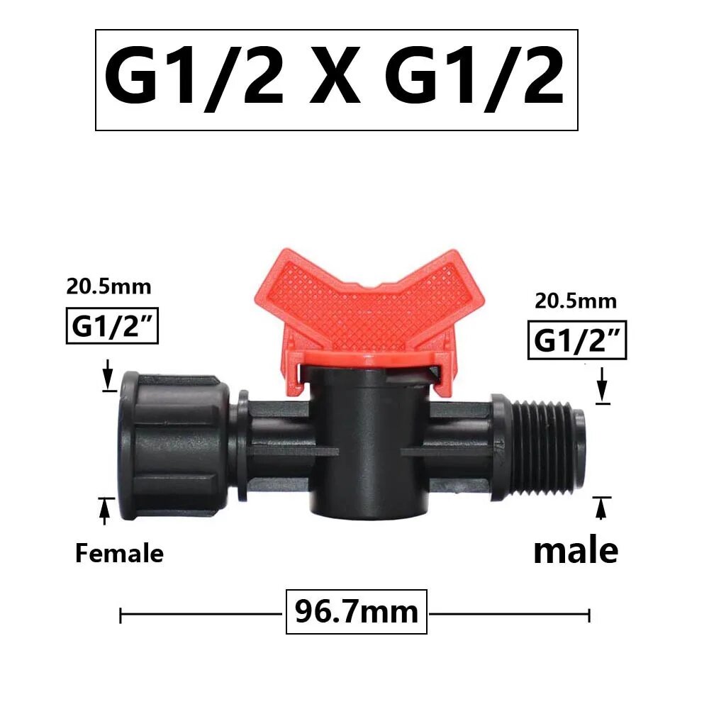 1/2 3/4 "наружная и внутренняя резьба, соединители для садовых кранов, клапан для орошения воды, миниатюрный пластиковый запорный фитинг