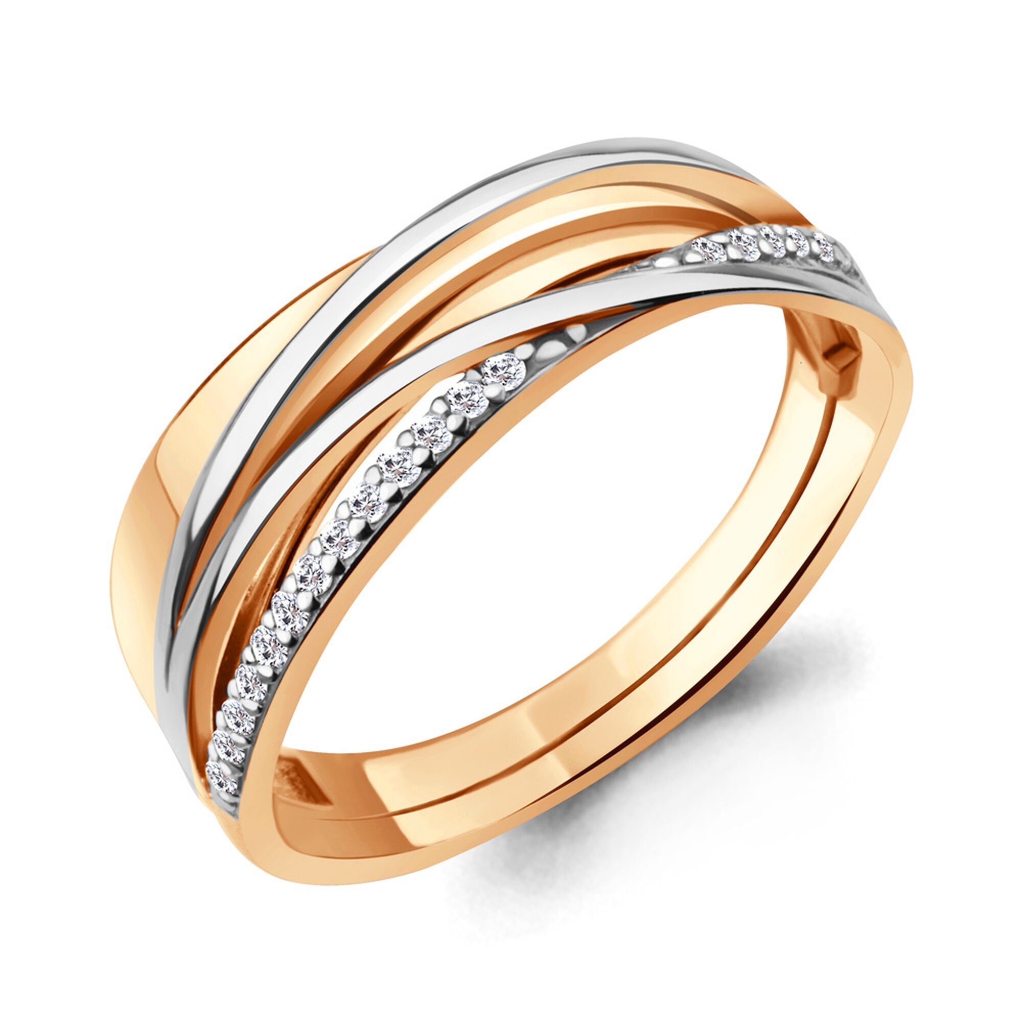 Кольцо дорожка, красное золото, 585 проба, бриллиант